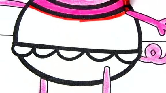 儿童简笔画:小猪佩奇吃吃冰激淋 (2)