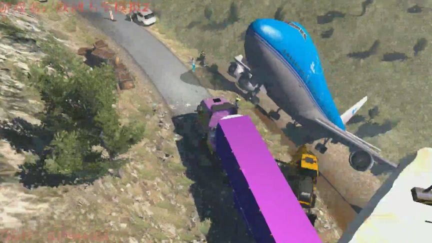 欧洲卡车模拟2:飞机坠落半山腰,太吓人了