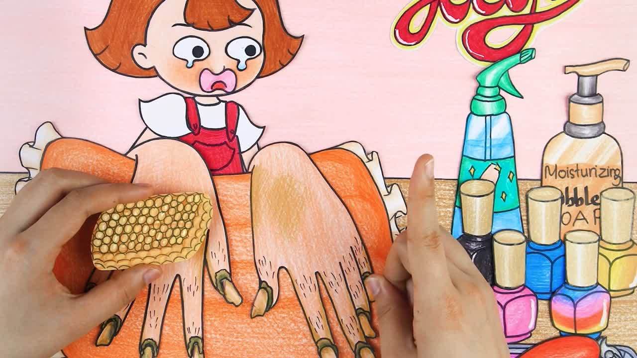趣味定格动画:大大帮小美做手部护理,还给她做家务!