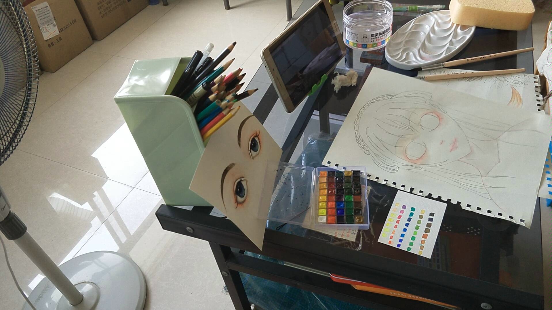 【水彩】古风美人的绘画过程(第一部分)