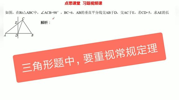初二数学,斜中线,垂直平分线定理,勾股定理,方程思想综合应用