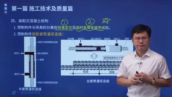跟着帮考网龙炎飞老师了解预制构件怎么进行钢筋套筒灌浆连接?