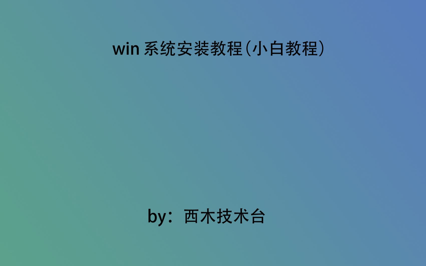 【小白教程】windows系统安装教程