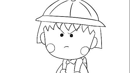 ...简笔画]绘画动画片《樱桃小丸子》中可爱的小丸子卡通动漫简笔画教程