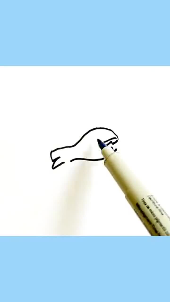 教你用数字画一条小鲨鱼,学会了就动手画起来吧 简笔画 绘画过程