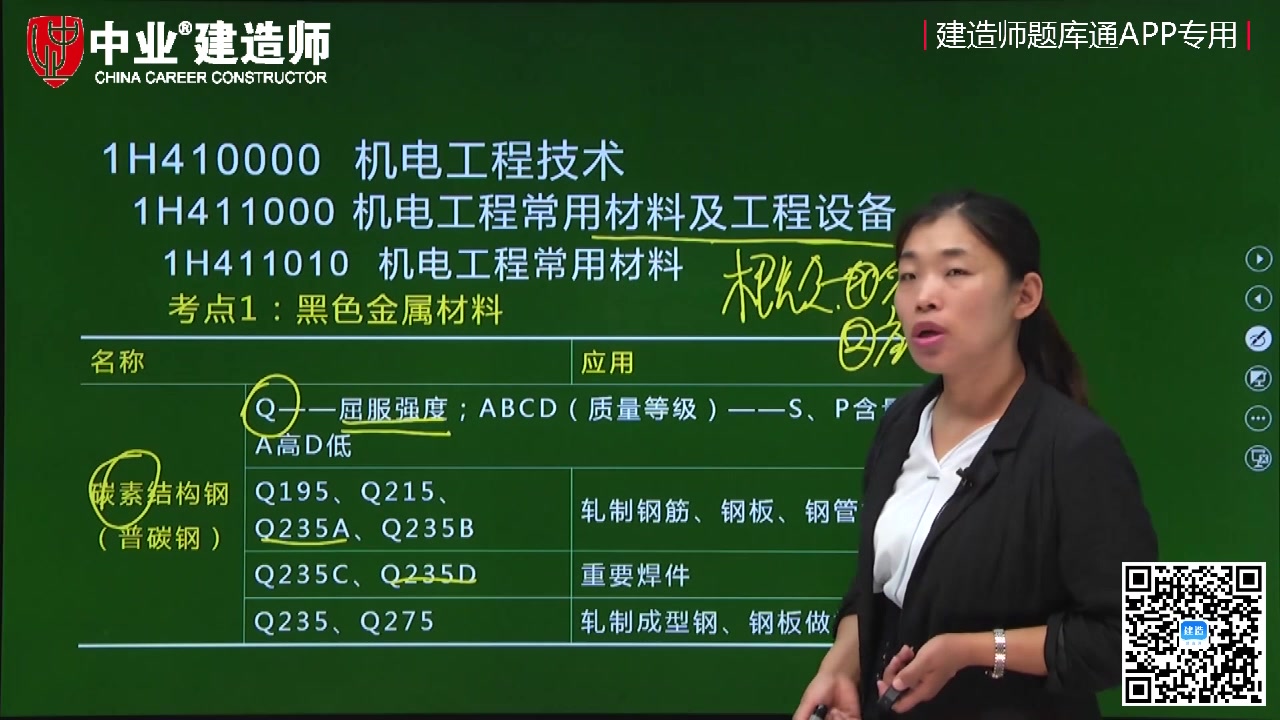 中业网校一级建造师机电工程碳素结构钢普碳钢的应用考试范围