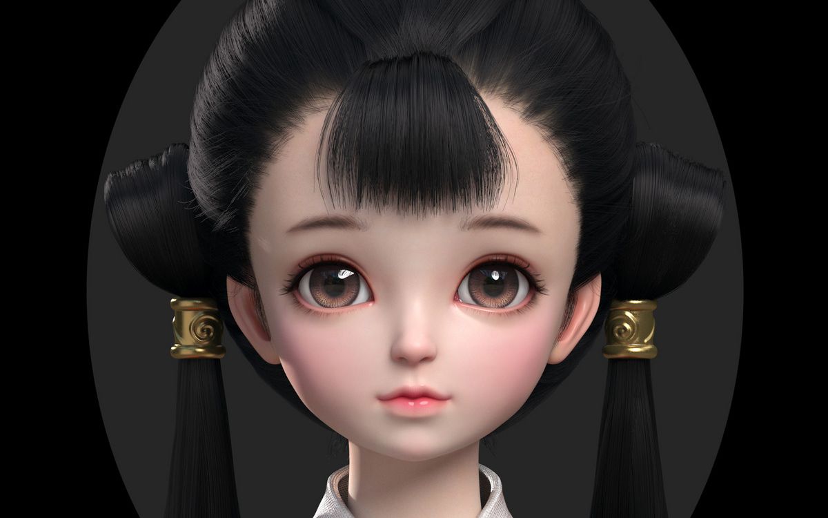 【maya角色建模】影视级别人物“q版小妹纸”建模,次世代角色模型卡...