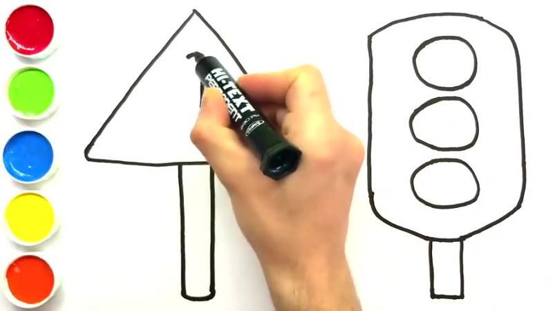 儿童简笔画,用笔画出交通标志,小朋友们快来看看吧!