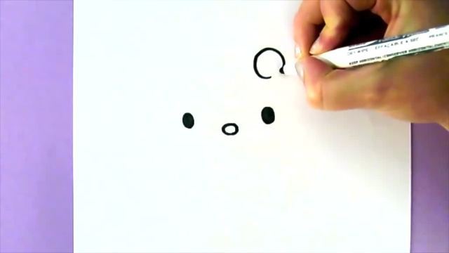 简笔画:抱着紫色爱心的凯蒂猫