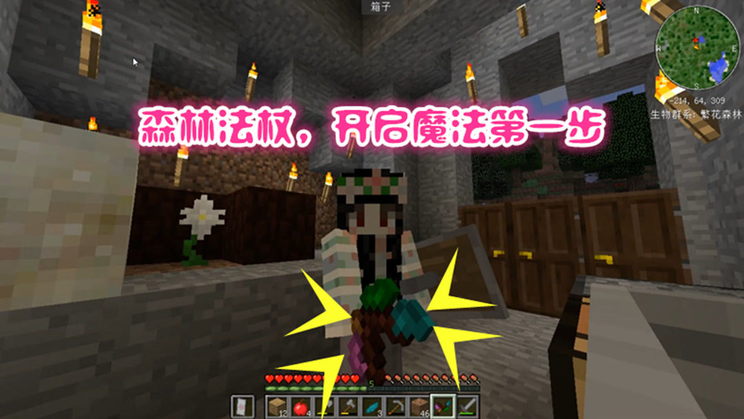我的世界 植物魔法6:制作白雏菊和森林法杖,开启魔法第一步!