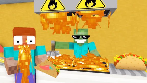 我的世界:怪物学院 制作汉堡 搞笑动画