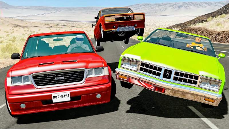 BeamNG:模拟小轿车和货车,大巴车和越野车迎面相撞,车祸模拟器