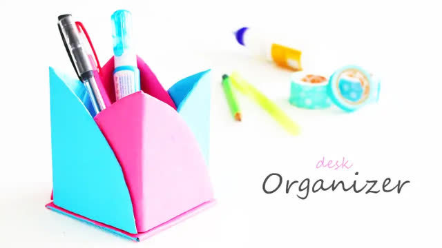 手工折纸DIY,教你制作一个简单大方的笔筒