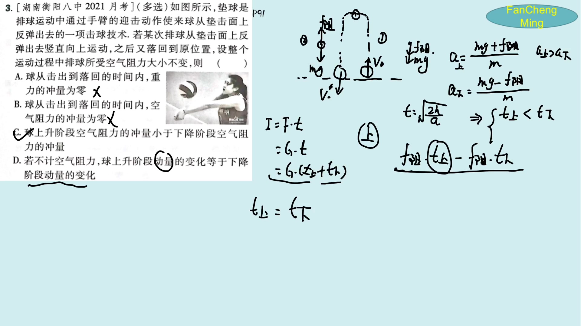 2022版刷题合订版物理【动量定理P91】3题