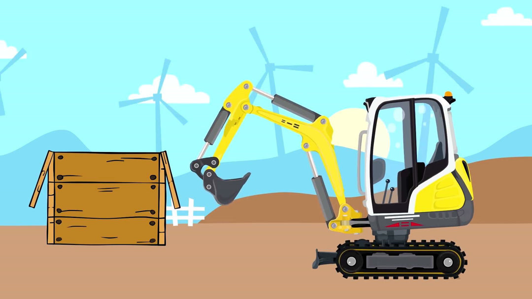 挖掘机施工动画 第17集 认识多种工程车