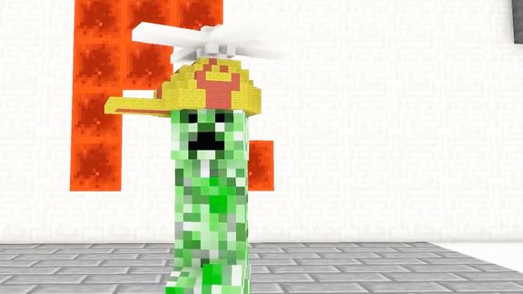 我的世界搞笑 苦力怕同学发明简易飞行器