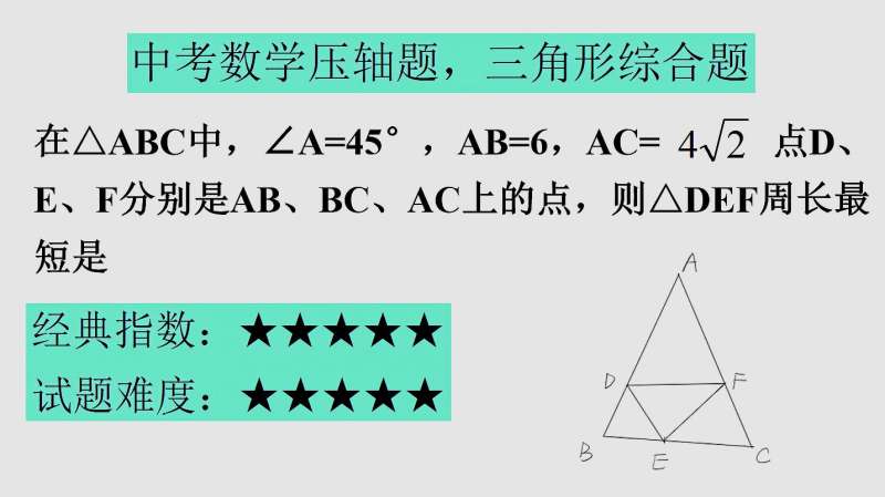 中考数学压轴题,几何半角模型,求三角形周长的最小值,经典题型