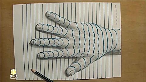 教你怎样在纸上画立体图、手, 门、字母