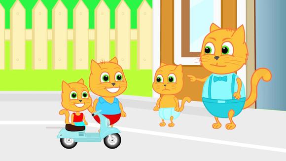 儿童动画片:猫族摩托车赛跑
