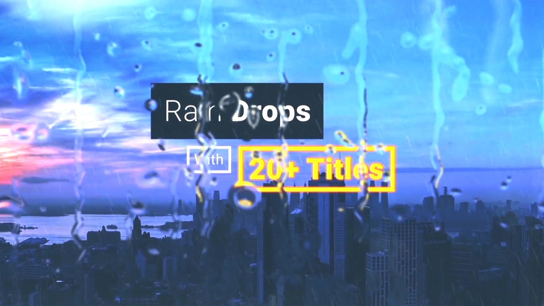 AE模板-14套雨滴划过玻璃效果的下雨场景20套雨滴文字标题模板