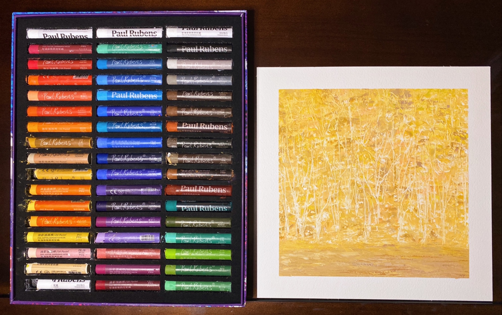 【油画棒】秋天的树林|刮刀的使用