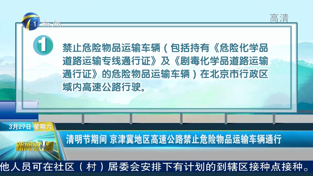 清明节期间 京津冀地区高速公路禁止危险物品运输车辆通行