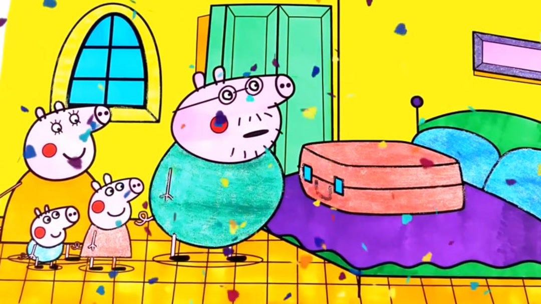 简笔DIY小猪佩奇全家福,绘画涂鸦彩绘系列视频