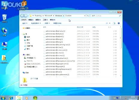 Windows7 Sehll 命令快速打开系统Cookies文件夹