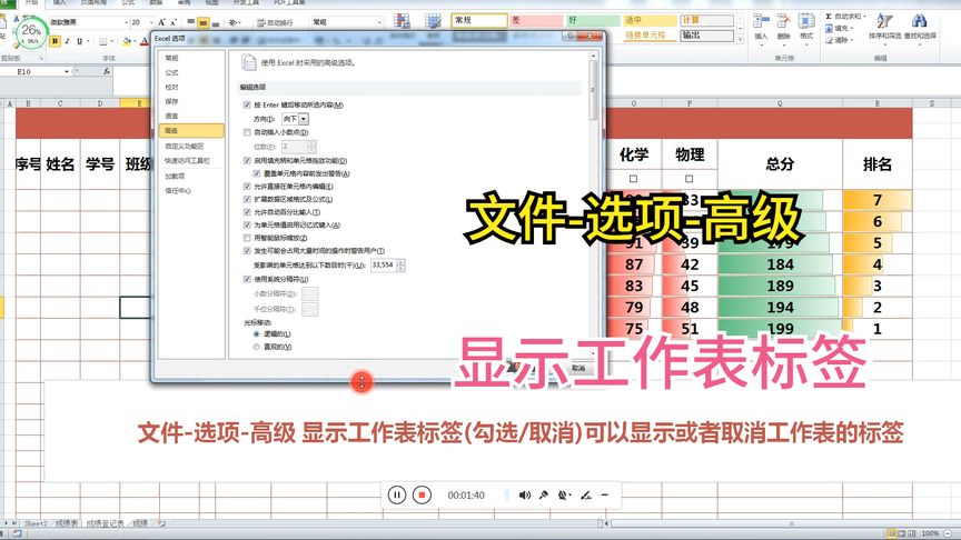 EXCEL基础设置技巧,勾选或者消,可以显示或者取消工作表的标签