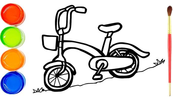 简笔画画自行车,边涂色边学习颜色,小朋友也能学会