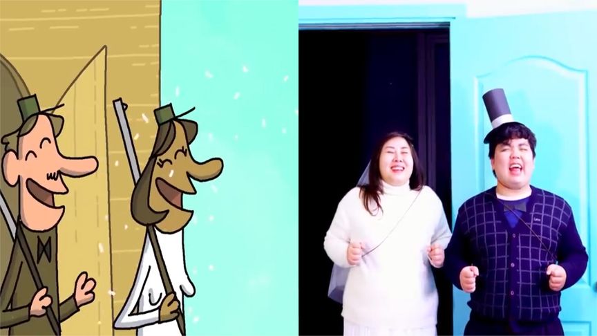 动画模仿秀:猎人夫妇结婚后去度蜜月,乐极生悲,双双受伤了