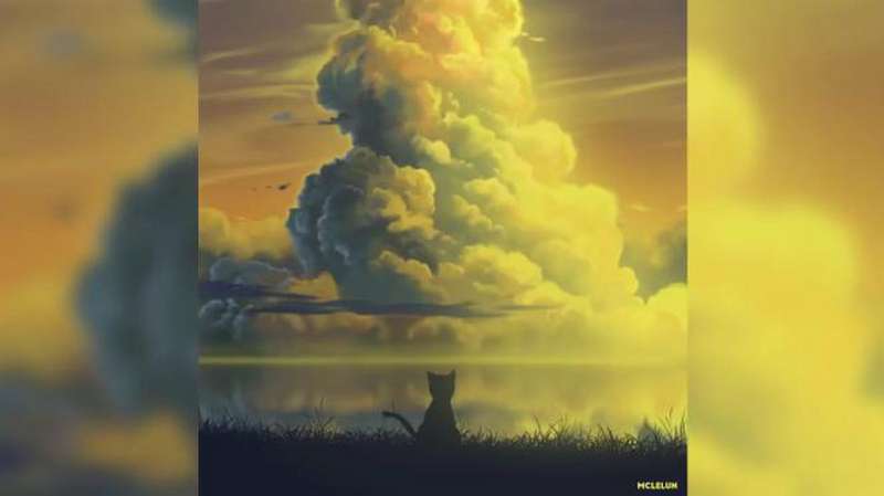 PS经典绘画实用案例,一只仰望天空的猫!云的画法堪称教科书级!