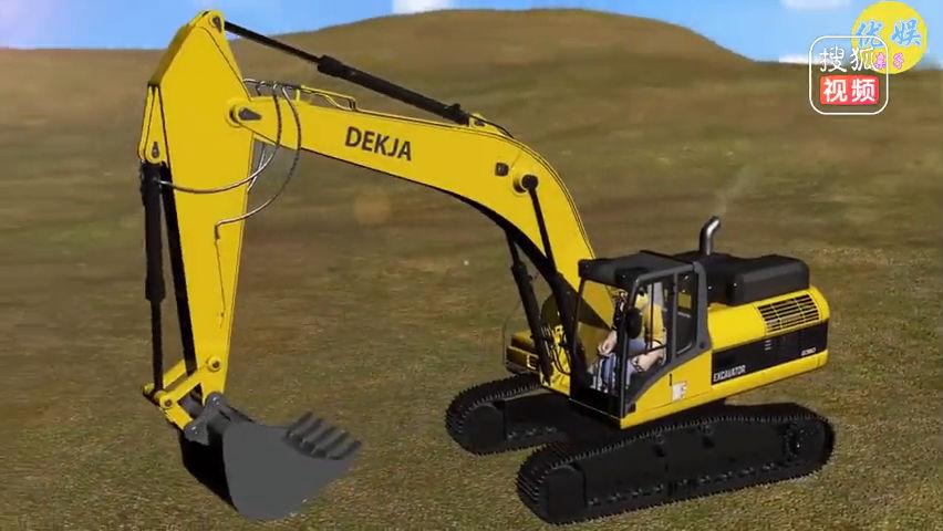 卡通挖掘机表演视频 工程车卡通动画