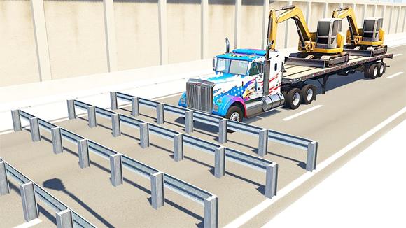BeamNG:载重货车和大巴车开足马力冲向公路护栏,拟真车祸模拟