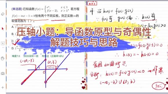 高考数学,压轴小题,导函数原型与奇偶性的解题技巧与思路。