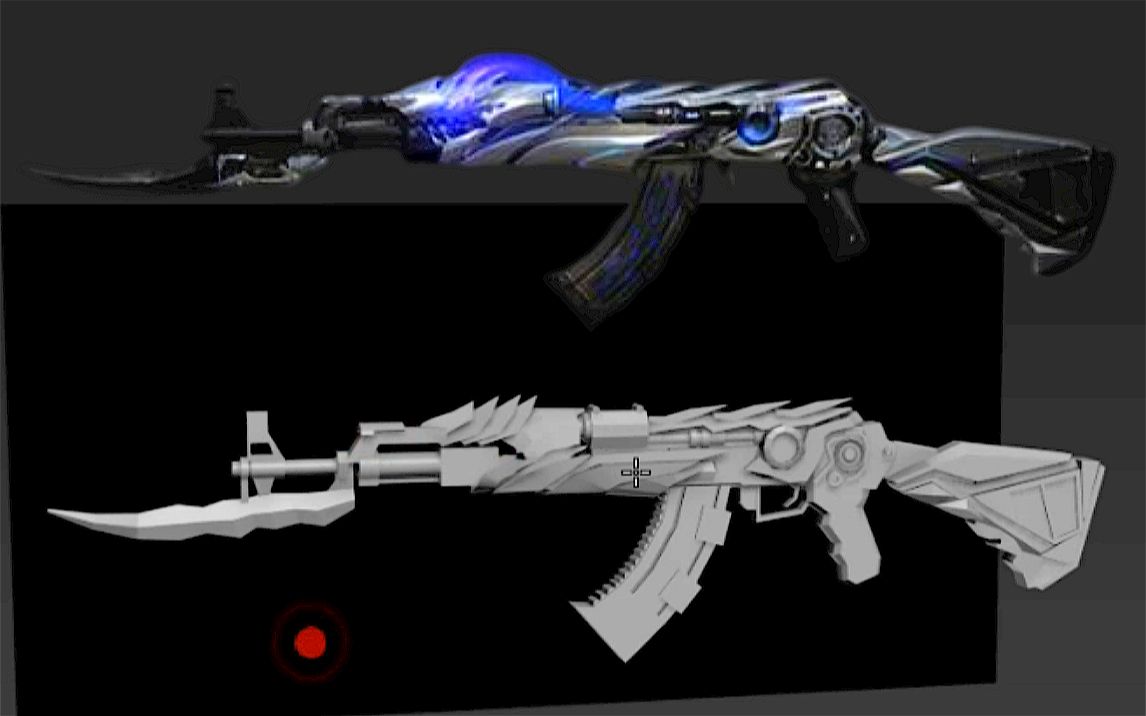 【3d游戏建模】3dmax新手建模教程,cf神器“无影”模型制作讲解