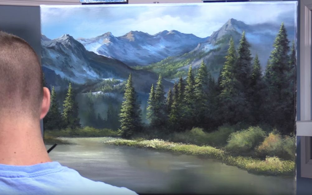 常绿森林&大山|油画