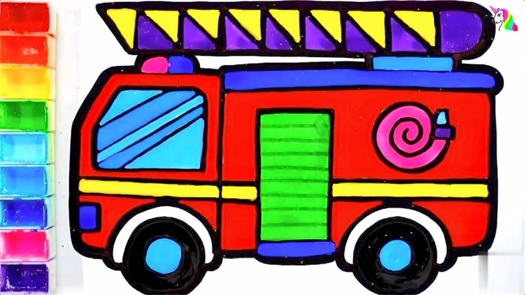 简笔画:教你画消防车,超简单