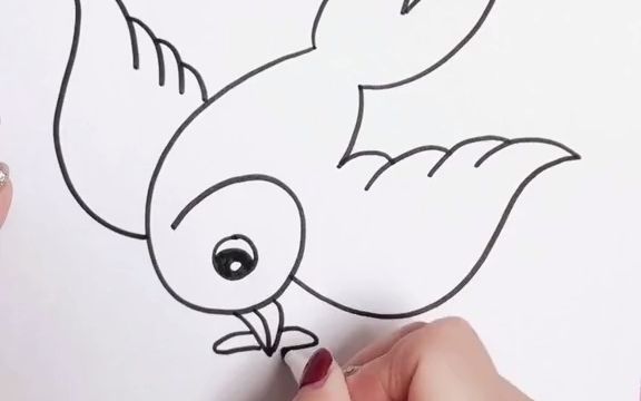 数字6教孩子画鸟妈妈儿童简笔画