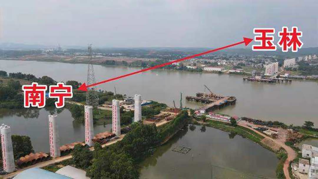 航拍在建的南宁至玉林--南玉高铁