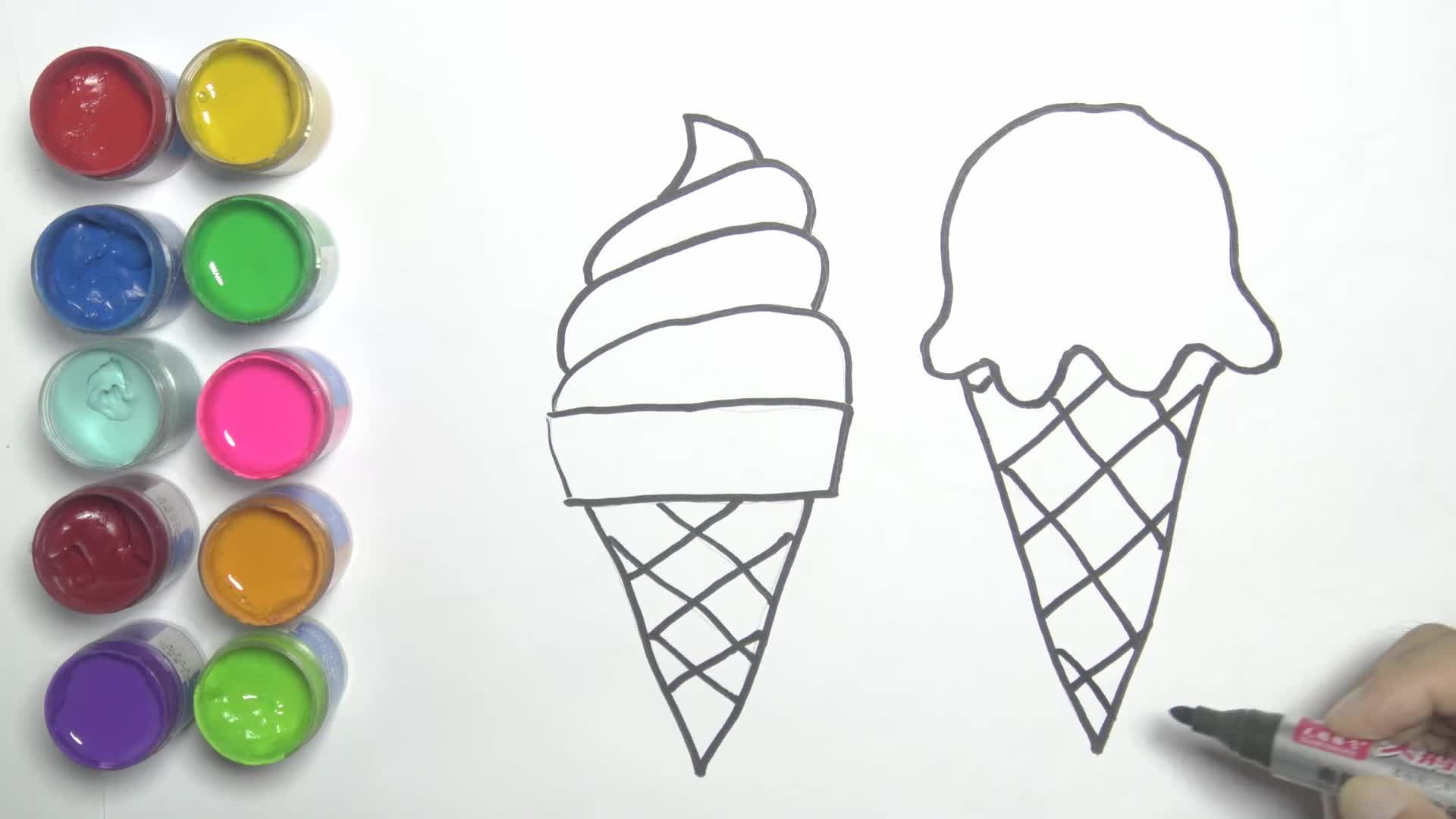 如何画冰淇淋 儿童绘画 学习儿童色彩 儿童简笔画