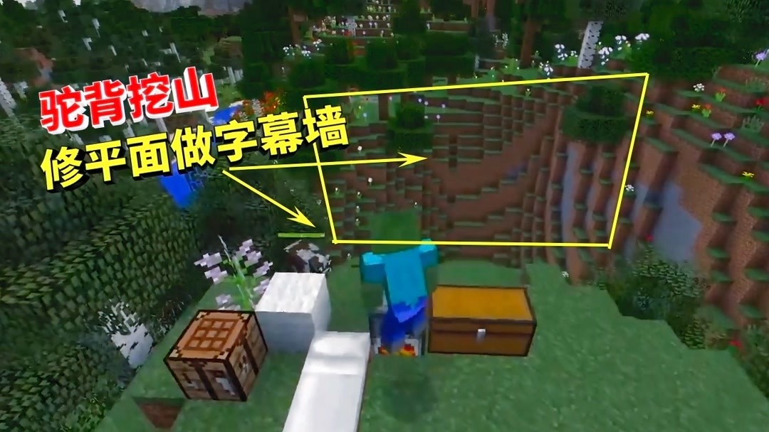 我的世界变形3:变身驼背做好铁制工具,挖山肝出一个大垂直平面