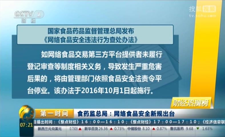 食药监总局:网络食品安全新规出台