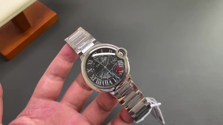 明星同款腕表 瑞士卡地亚蓝气球系列42mm黑面钢带机械男表 自用送...