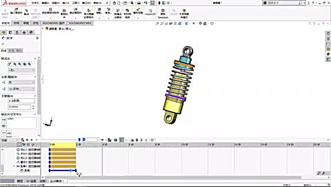 SOLIDWORKS制作避震器弹簧变形动画 | 操作视频