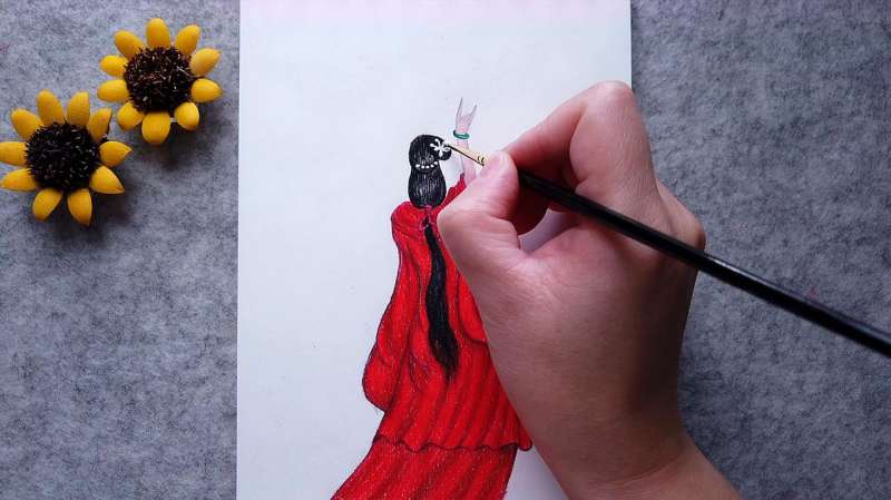 「古风背影手绘」命里有时终须有,命里无时莫强求!