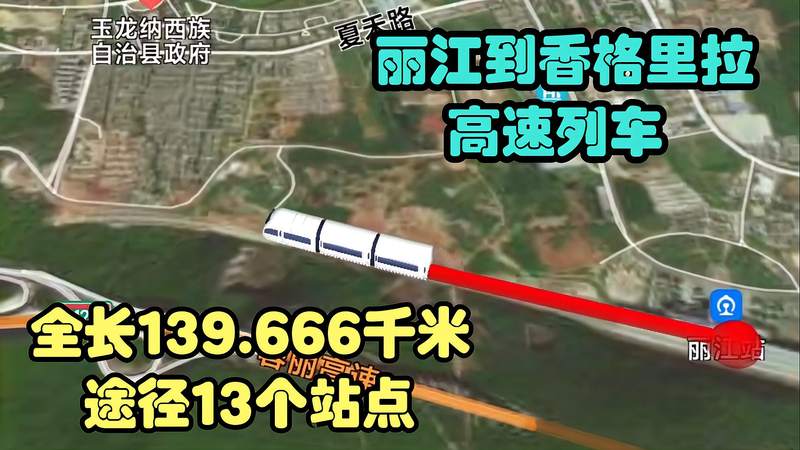 模拟丽江到香格里拉高速列车,全长139.666千米,途径13个站点