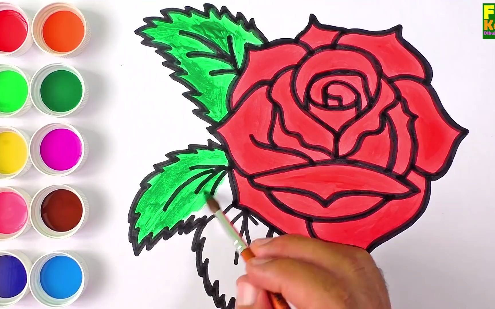 【简笔水彩画】教你画玫瑰花然后上色~超级简单的简笔画,一看就会!