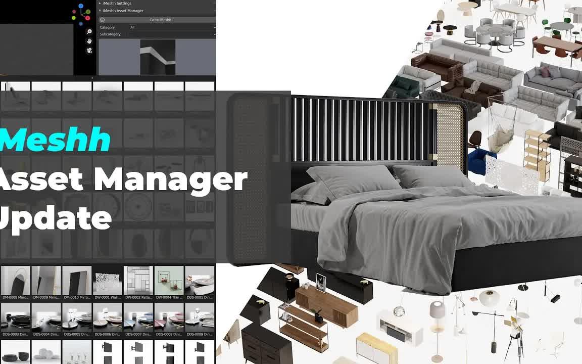 iBlender中文版插件I-Mesh 教程Blender DIY 资产管理器更新! iMeshh ...