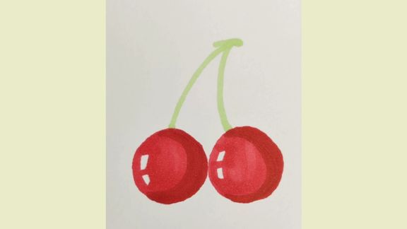 樱桃这样画最简单,你也试试吧